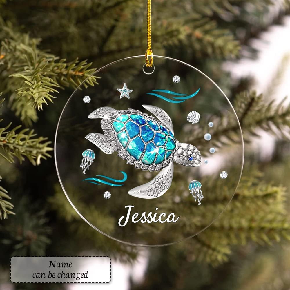 Personalized Ornament Sea Turtle Jewelry Style Custom Name