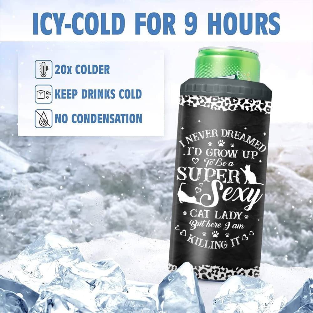 Personalized Black Cat Can Cooler Cat Lady Gift