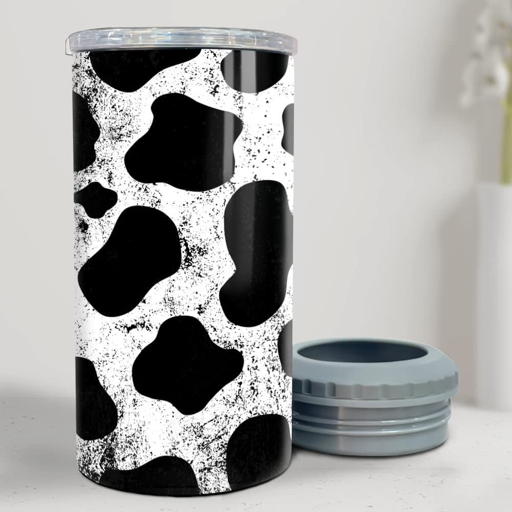 Personalized Cow Can Cooler Cowhide Doodle Farmers