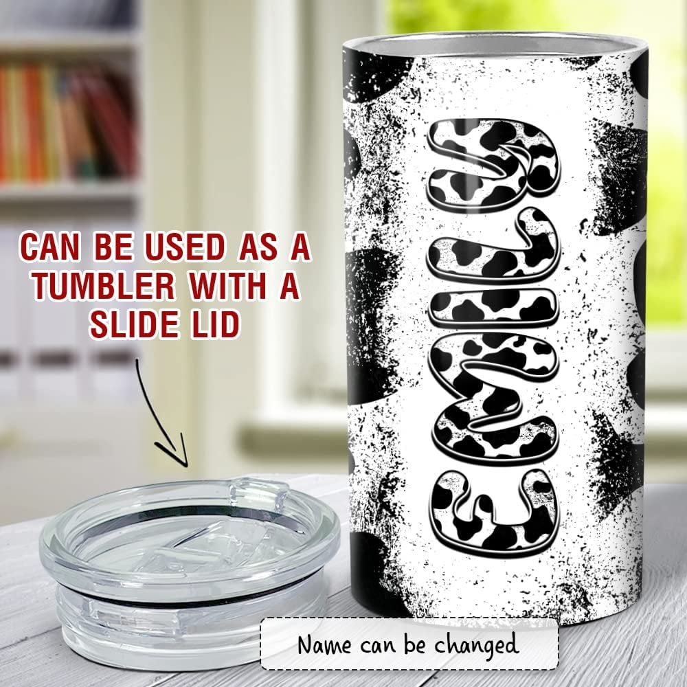 Personalized Cow Can Cooler Cowhide Doodle Farmers