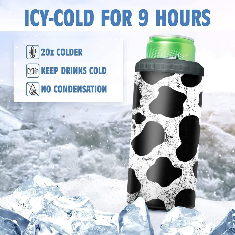 Personalized Cow Can Cooler Cowhide Doodle Farmers