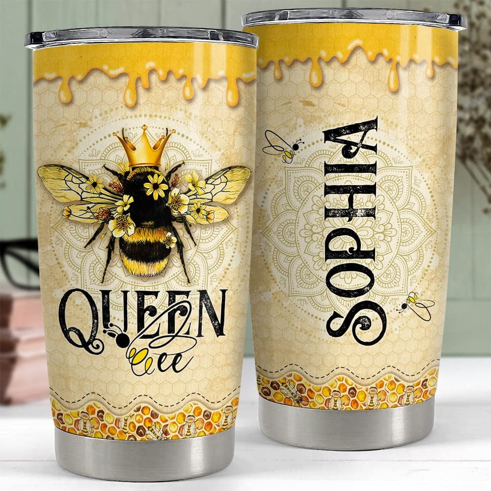 Personalized Queen Bee Tumbler Mandala Drawing
