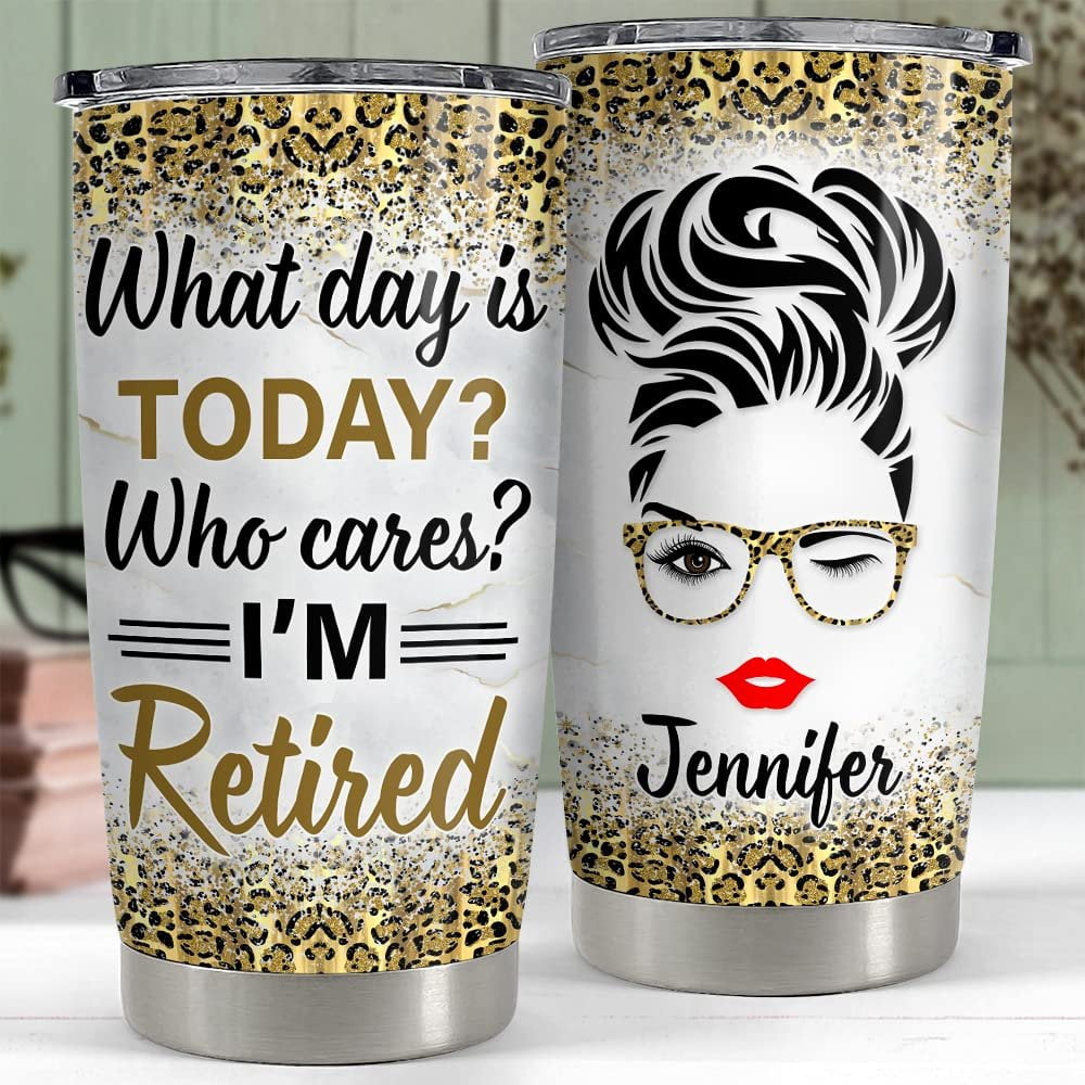 Personalized Retirement Gift Tumbler Lady Retired
