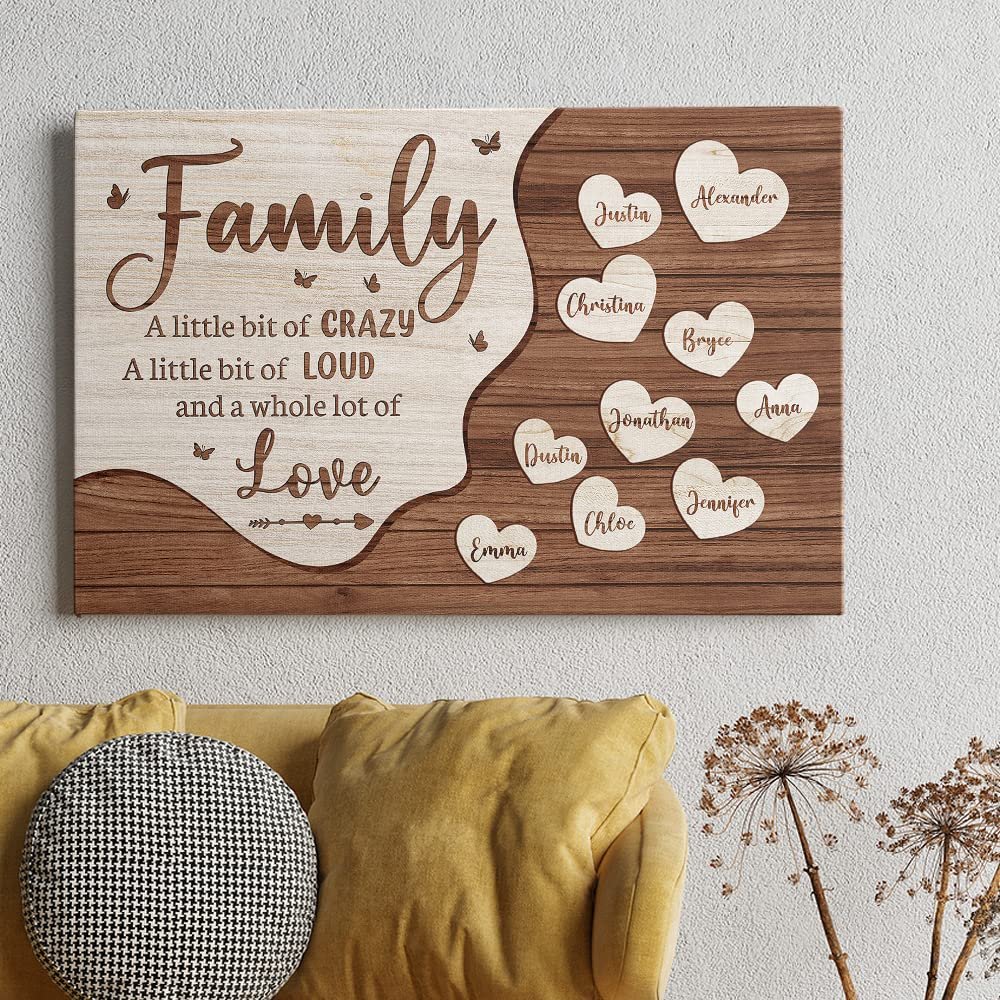 Personalized Canvas Family Member Name With Heart - Sandjest