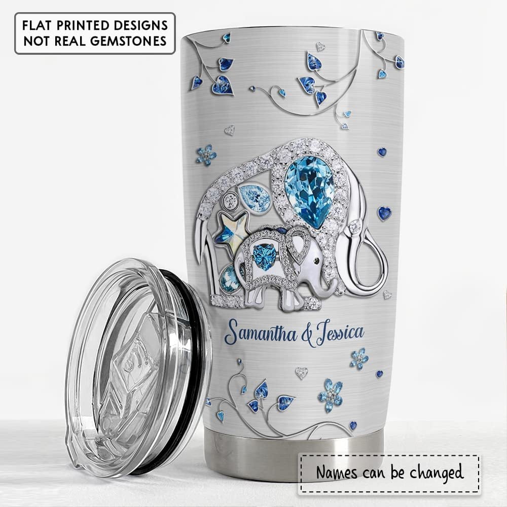 Personalized Elephant Tumbler Crystal Drawing To My Mom