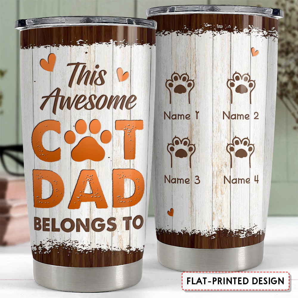 Awesome Cat Dad Personalized Tumbler Cup - Sandjest