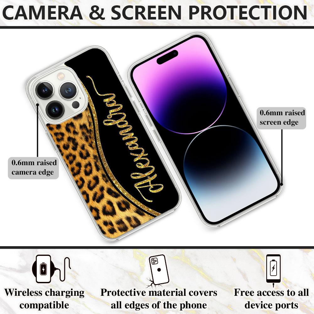 Personalized Leopard Phone Case Letters - Sandjest
