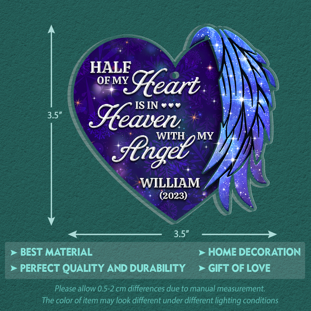 Half of my Heart is in Heaven Memorial Dad Mom Personalized Ornament ...
