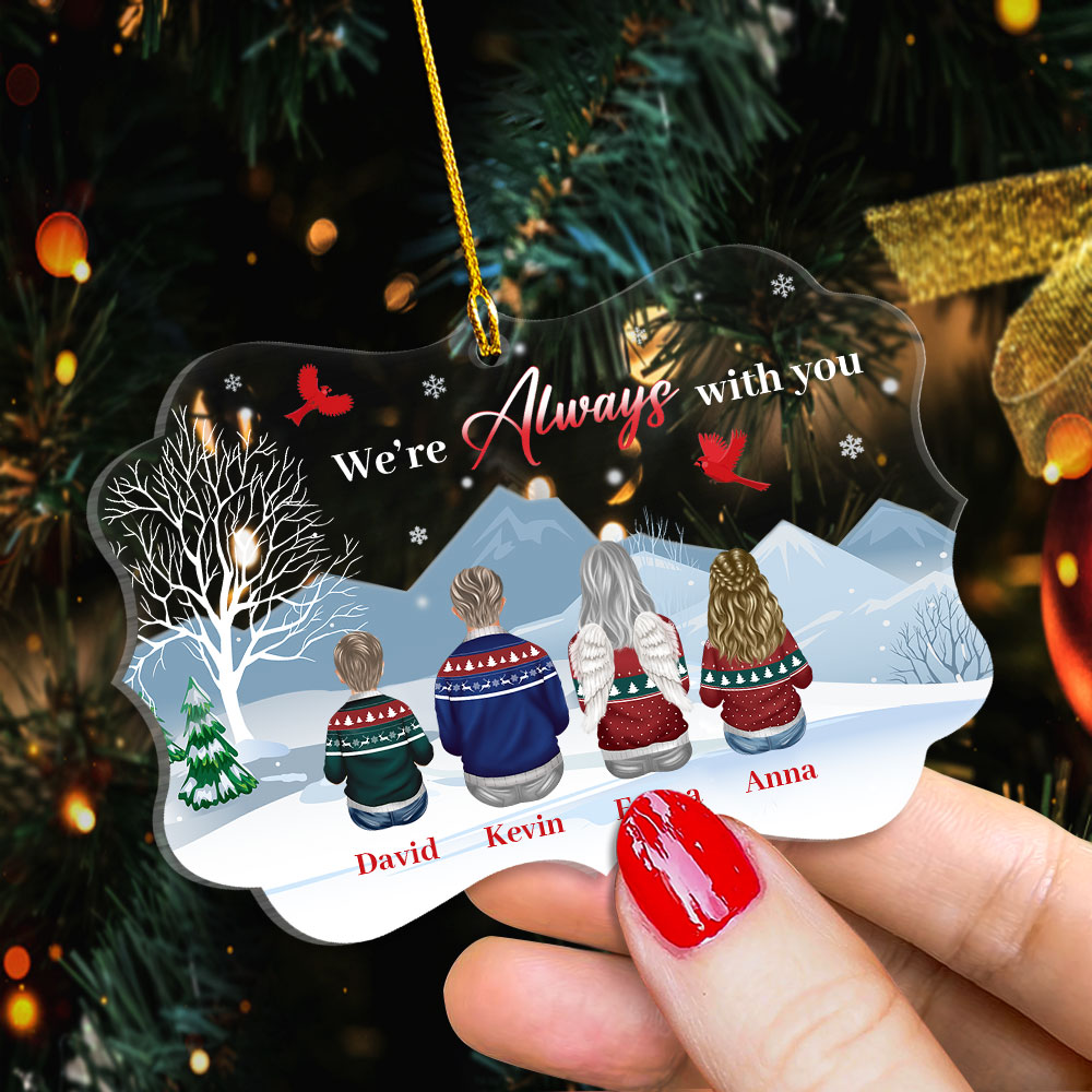 Always With You Family Memorial Snow Background Personalized Ornament ...