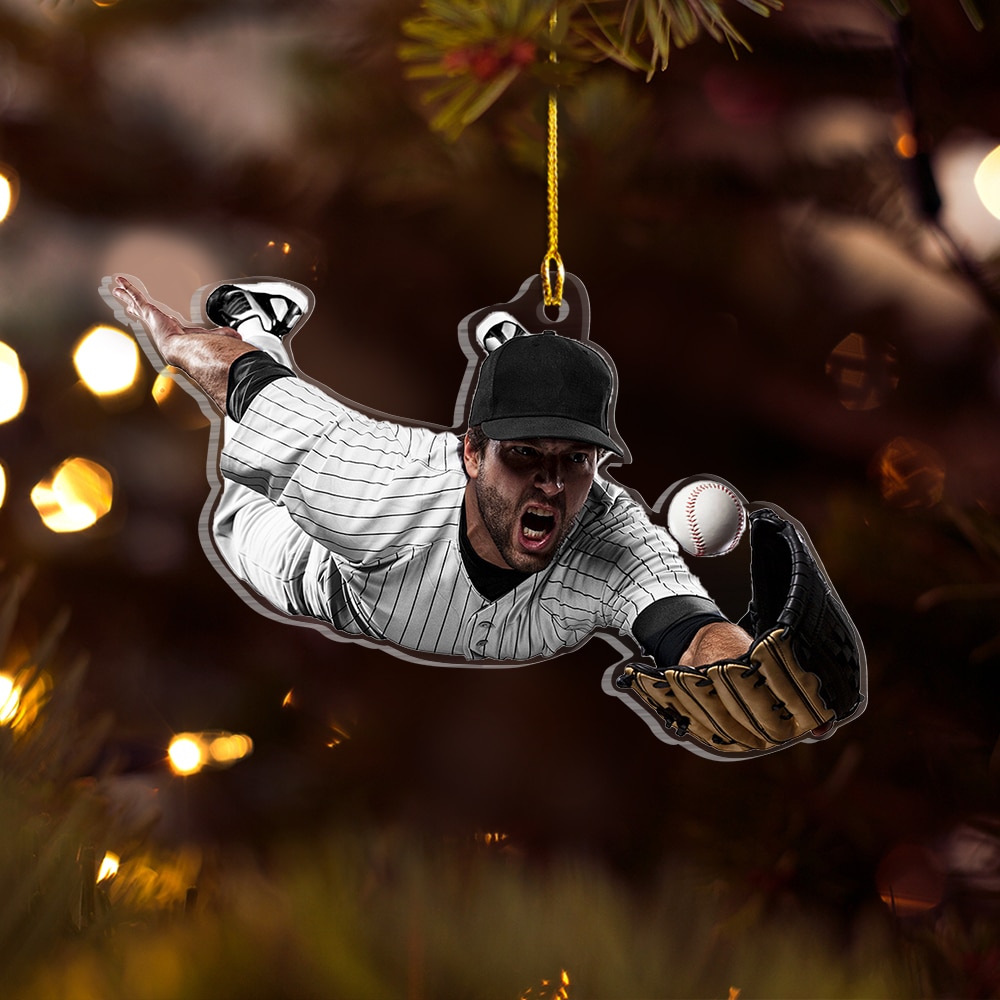 Baseball Player Custom Shape Photo Personalized Ornament - Sandjest