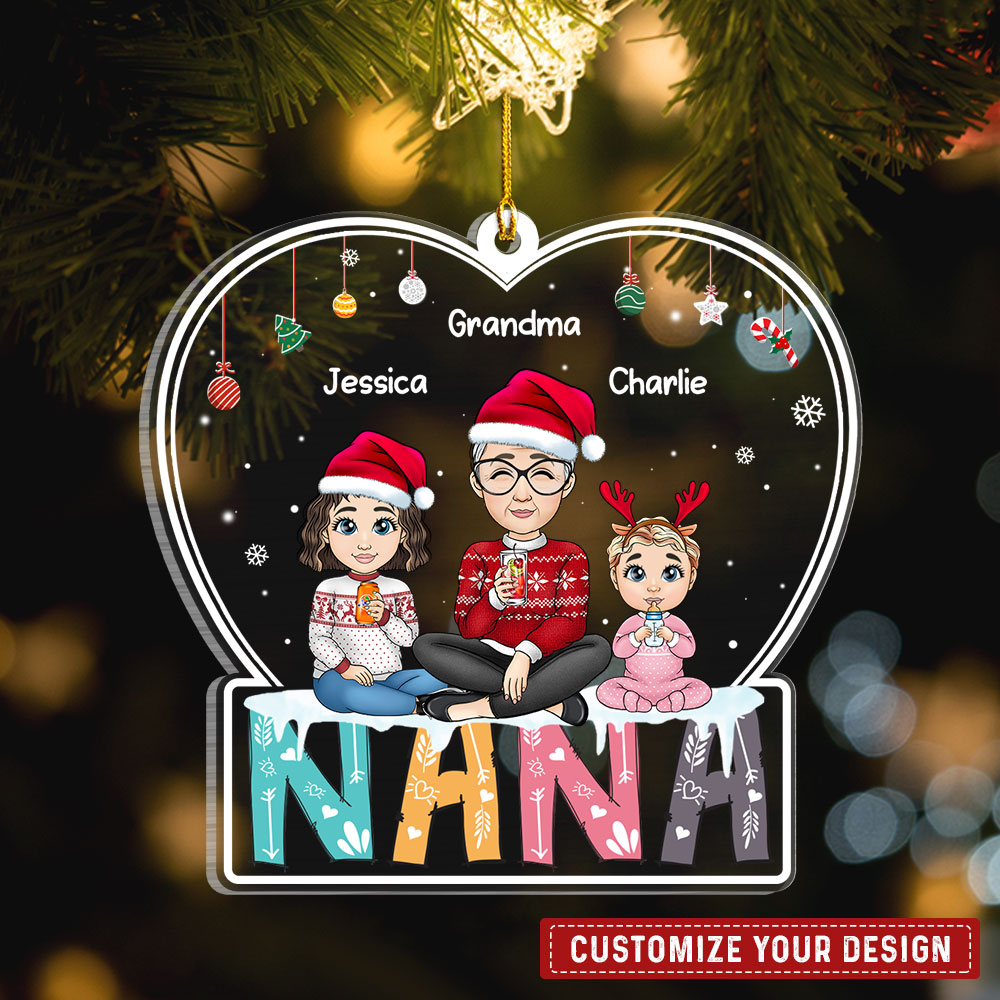 Nana And Grandchildren Personalized Christmas Ornament - Sandjest