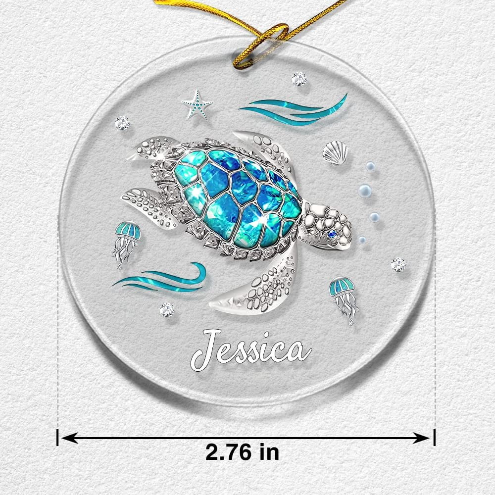 Personalized Ornament Sea Turtle Jewelry Style Custom Name