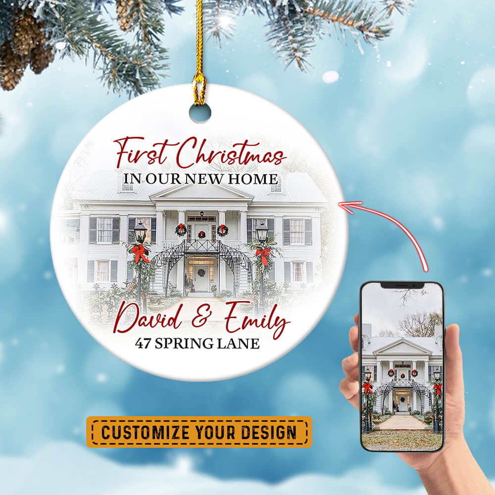 Personalized First Christmas In New Home Custom Photo House Ornament ...