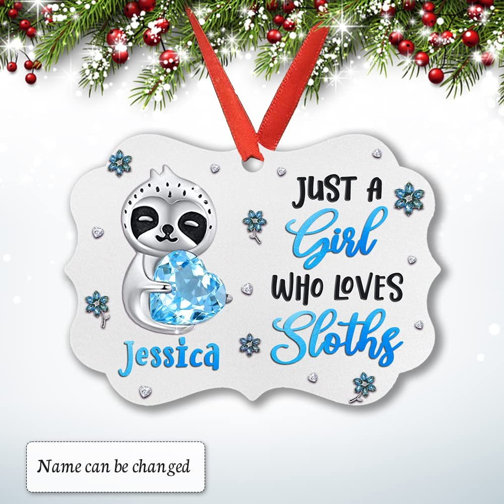 Personalized Ornament Jewelry Style JGirl Loves Sloths