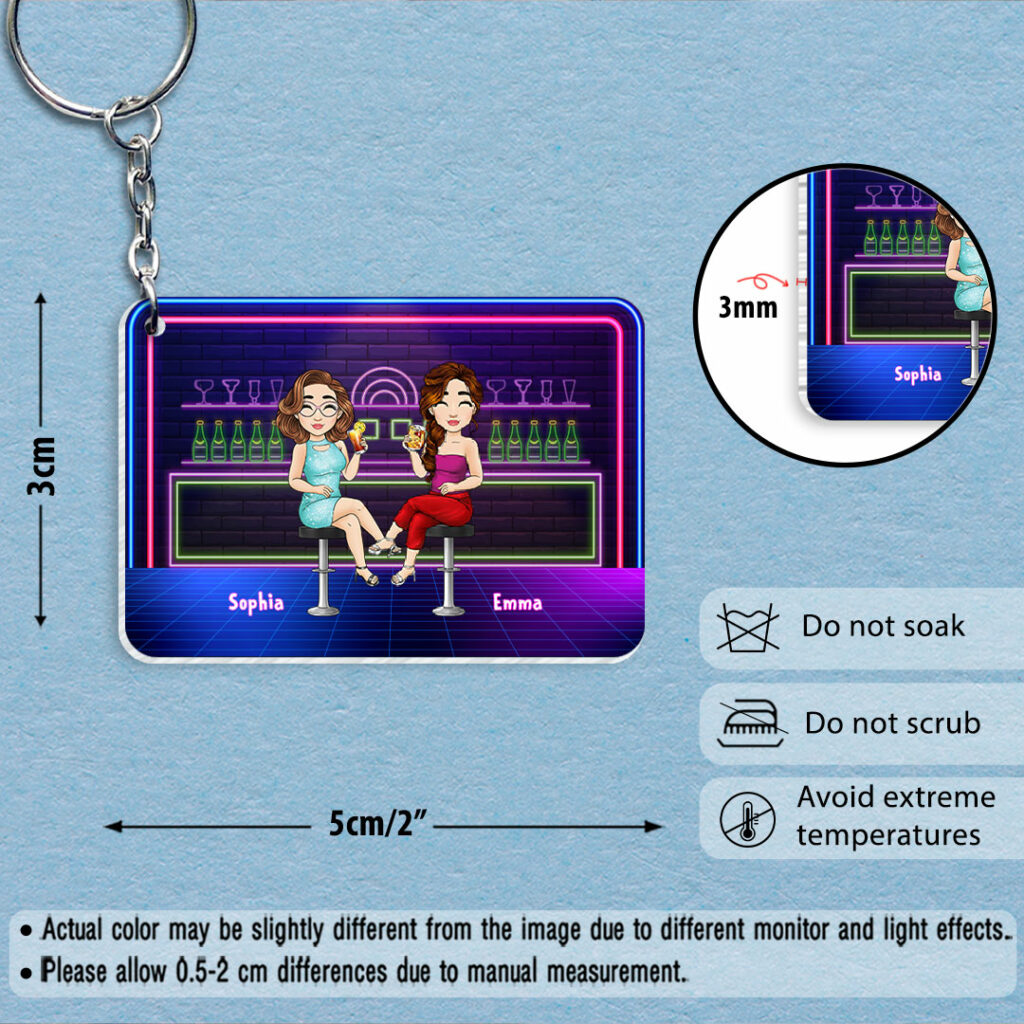 Besties Bonding Over Alcohol Personalized Keychain - Sandjest