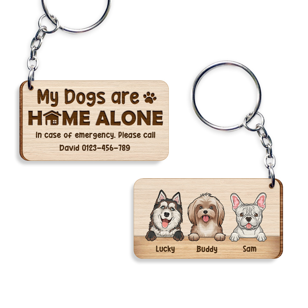 My Dogs Are Home Alone Personalized Keychain For Dog Lover - Sandjest ...