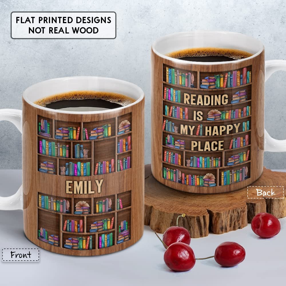 Personalized Book Lovers Mug Book Is My Happy Place