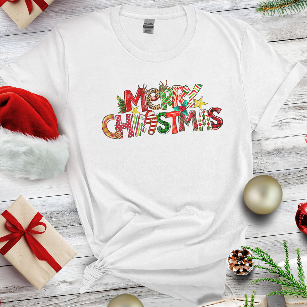 Personalized Christmas T-Shirt With Unique Decorative Font - Sandjest